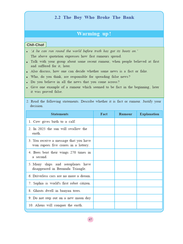 Rumors and Consequences in "The Boy Who Broke The Bank" | PDF ...