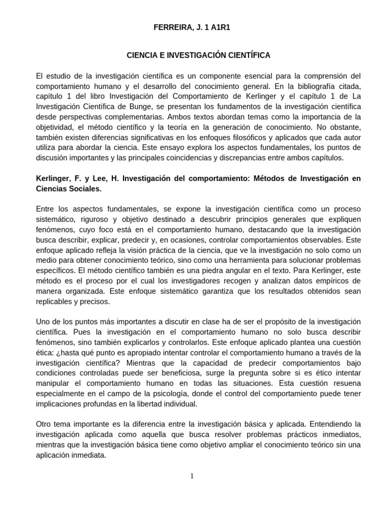 Reporte 1a1 | PDF | Método científico | Conocimiento