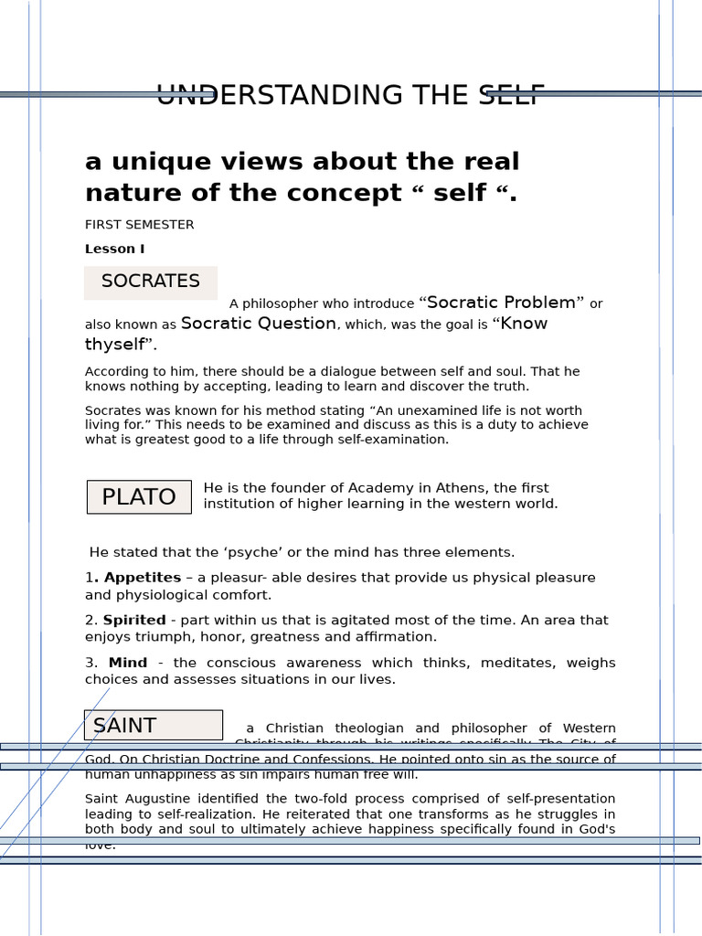 Understanding the Self: Key Philosophers | PDF | Philosophy Of Self ...