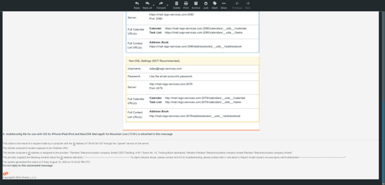 Roundcube Webmail - (Rego-Services - Com) Client Configuration Settings For "Sales@Rego-services ...