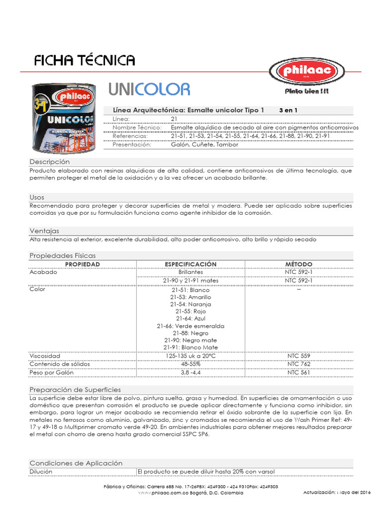 Ficha Tecnica Pintura | PDF | Pintar | Materiales