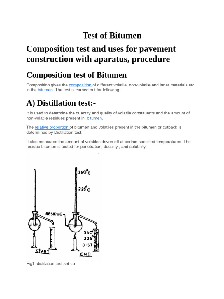 Test of Bitumen | PDF | Solubility | Distillation