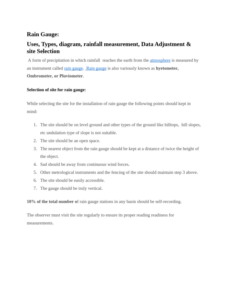 Hydrology - Rain Gauge | PDF | Rain | Precipitation