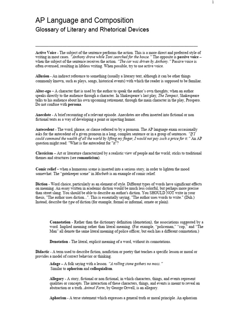 AP Eng Lang Glossary PDF | PDF | Argument | Fallacy
