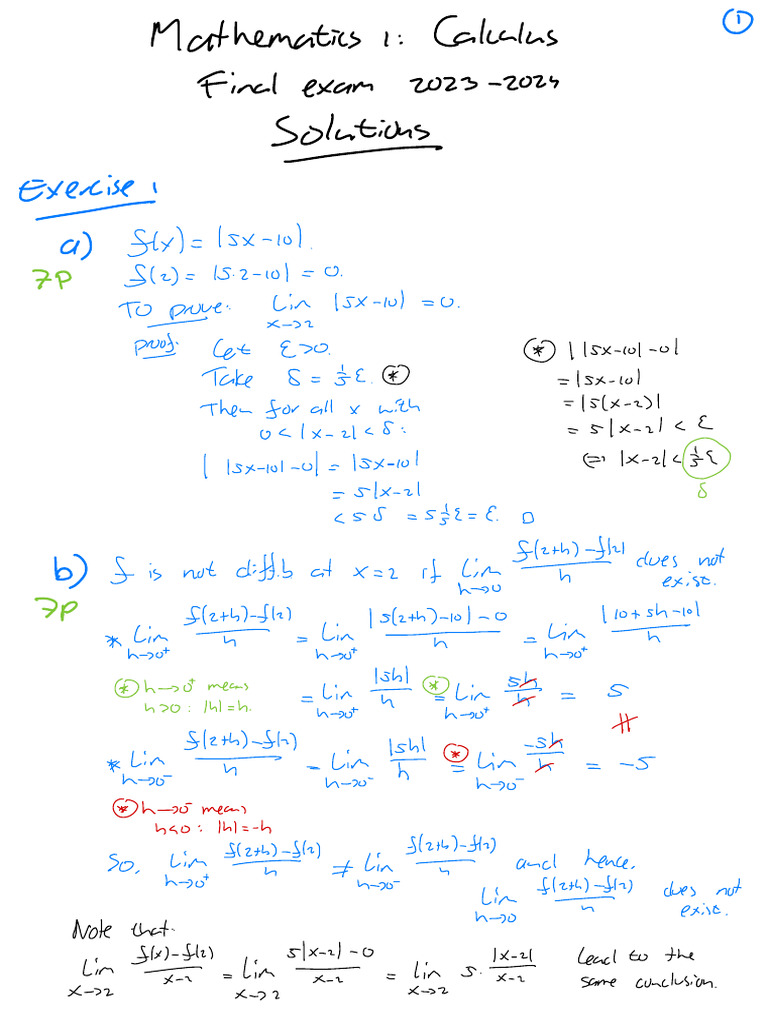 Math1 Exam 2023 Solutions | PDF | Mathematical Relations | Geometry