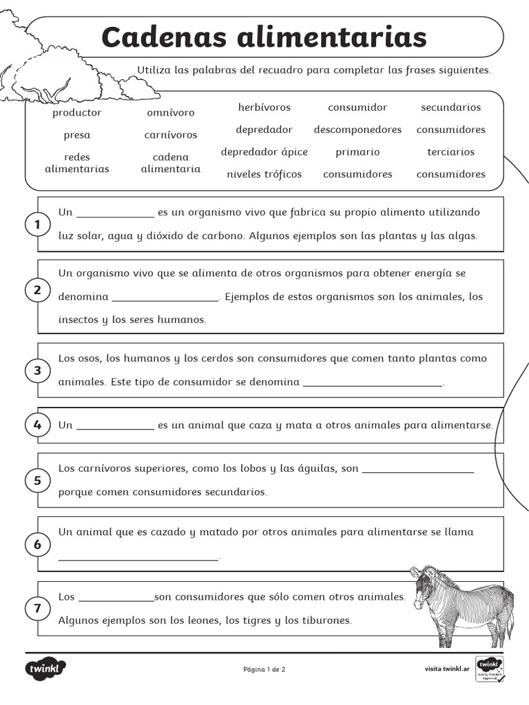 Sa CN 1719597460 Hoja de Actividad Las Cadenas Alimentarias Ver 1 | PDF ...
