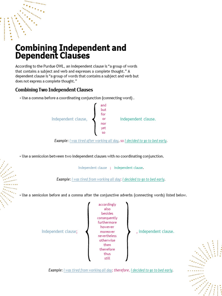 Combining Independent and Dependent Clauses - 2 | PDF | Semantic Units ...