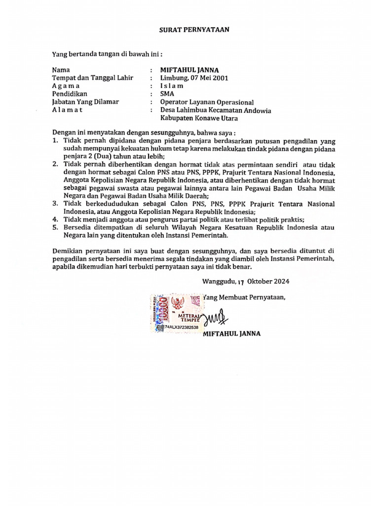 Pernyataan 5 Poin Baru Mifta | PDF