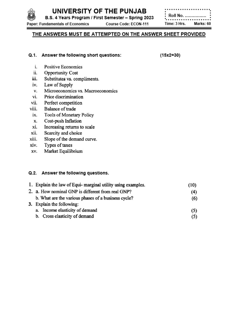 P2023 Econ-111 | PDF