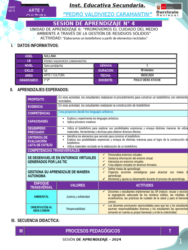 1° 2° Ses Act 04 - Ayc-U6 | PDF | Aprendizaje | Evaluación