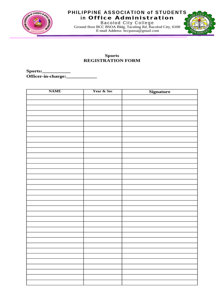 Sports Registration Form | PDF