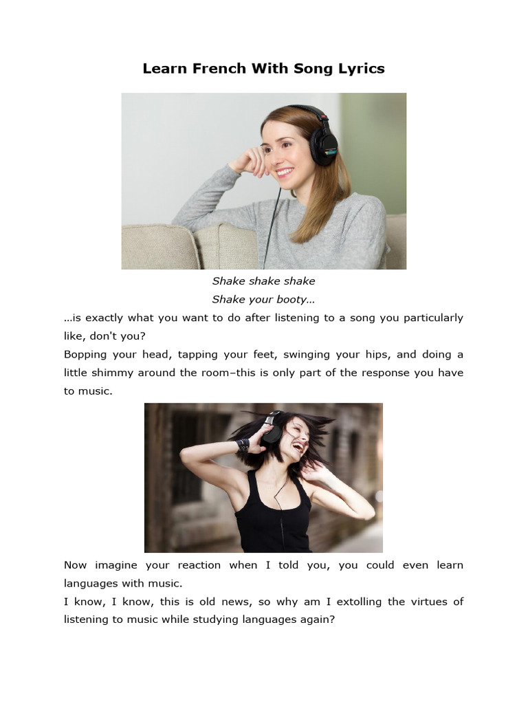 Learn French With Song Lyrics - PDF | PDF | Linguistics