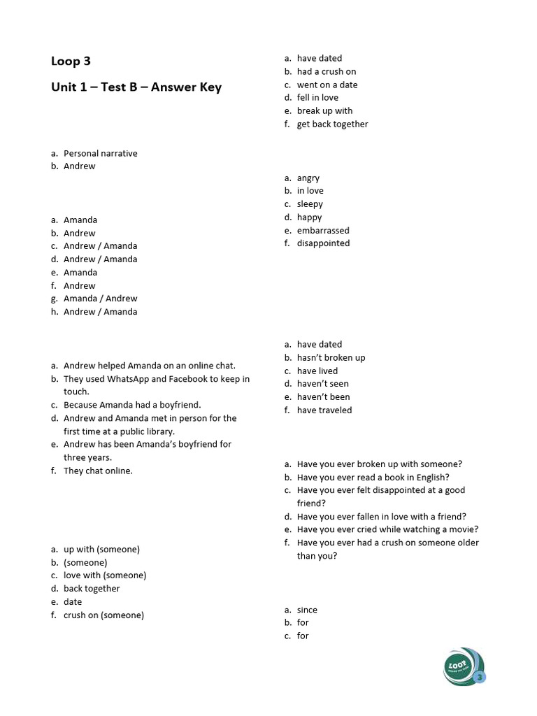 Loop3 U1 TestB AK | PDF