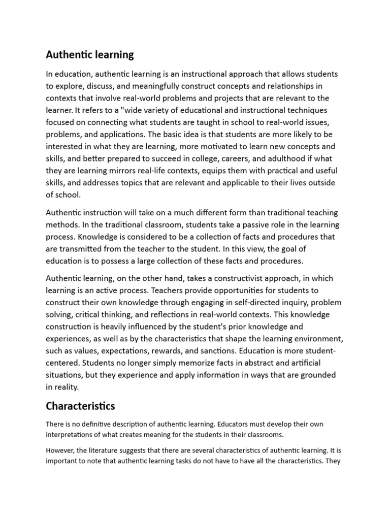 Authentic learning | PDF | Learning | Human Communication