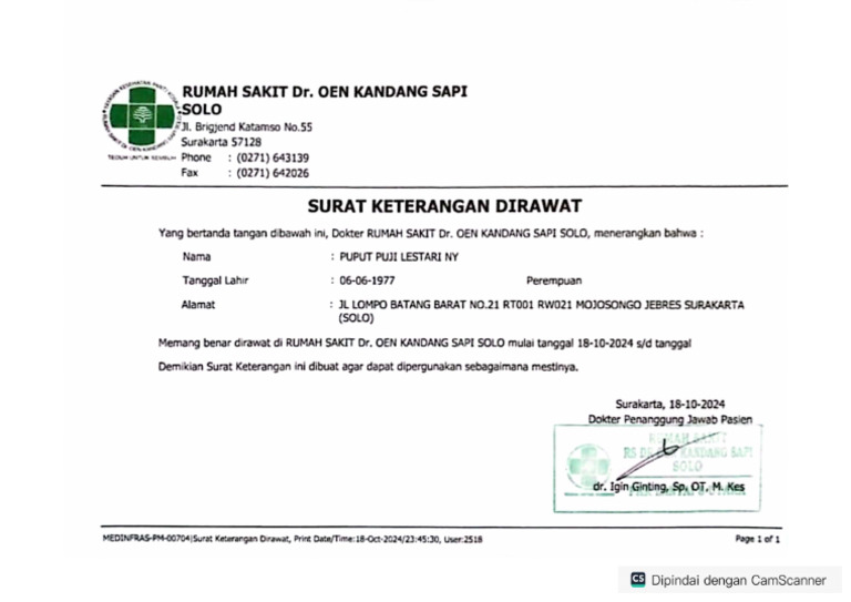 Surat Keterangan Dirawat | PDF
