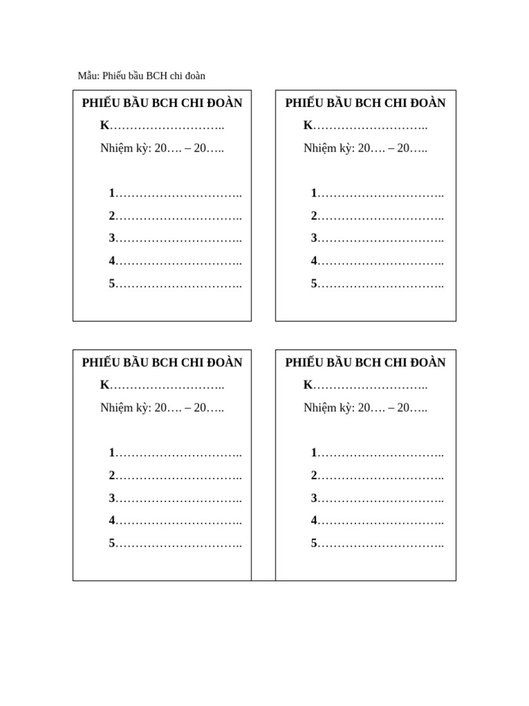 11 - Mau Phieu Bau Cu BCH Chi Doan | PDF