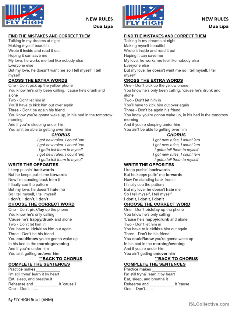 Dua Lipa's New Rules Lyrics Analysis | PDF