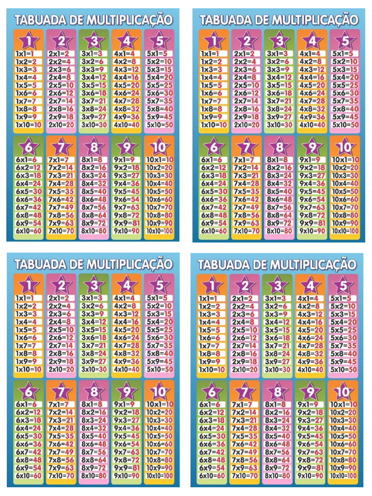 Tabuadas A Cor | PDF