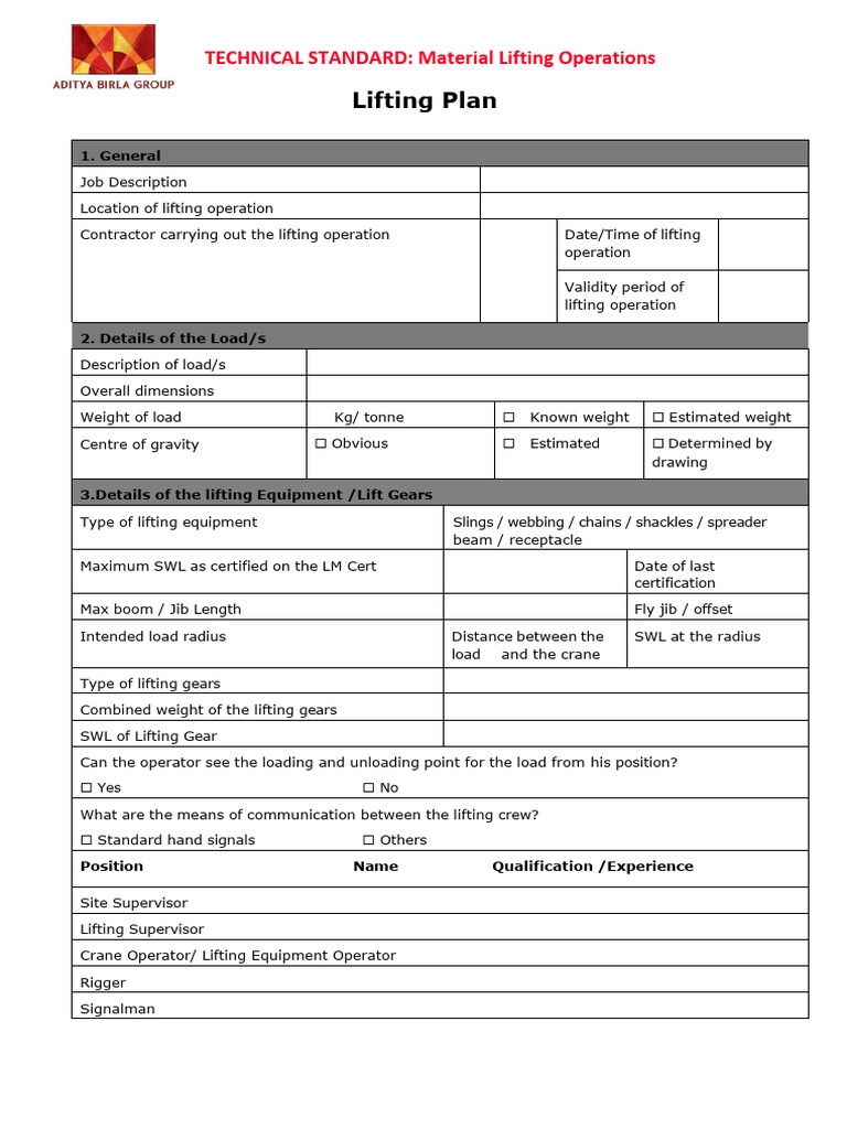 Lifting Plan | PDF | Crane (Machine)