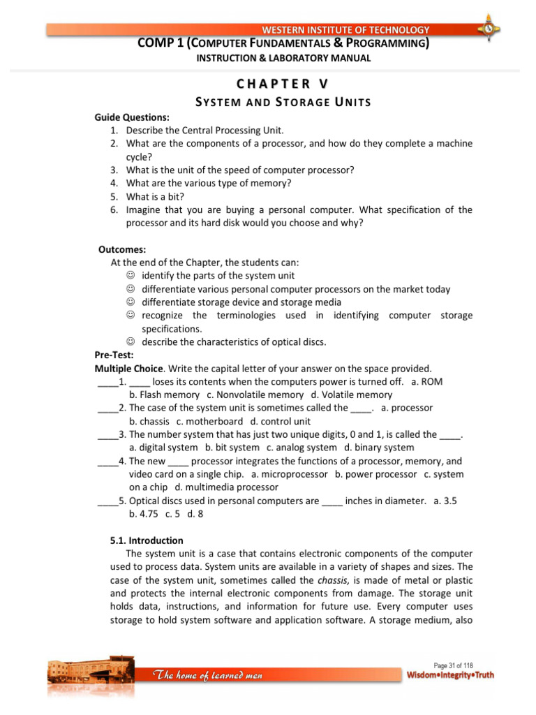 Topic 5 - System and Storage Unit | PDF | Computer Data Storage | Floppy Disk