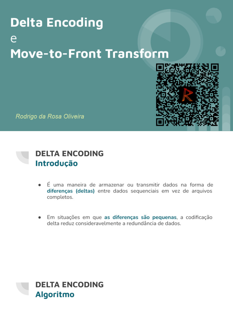 AED 2023-1 - Rodrigo Oliveira - Delta Encoding e Move To Front Transform | PDF | Compressão de ...