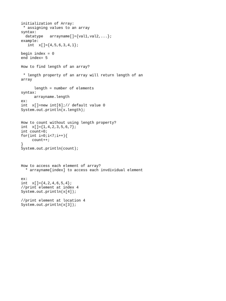 Array Initialization and Access Guide | PDF