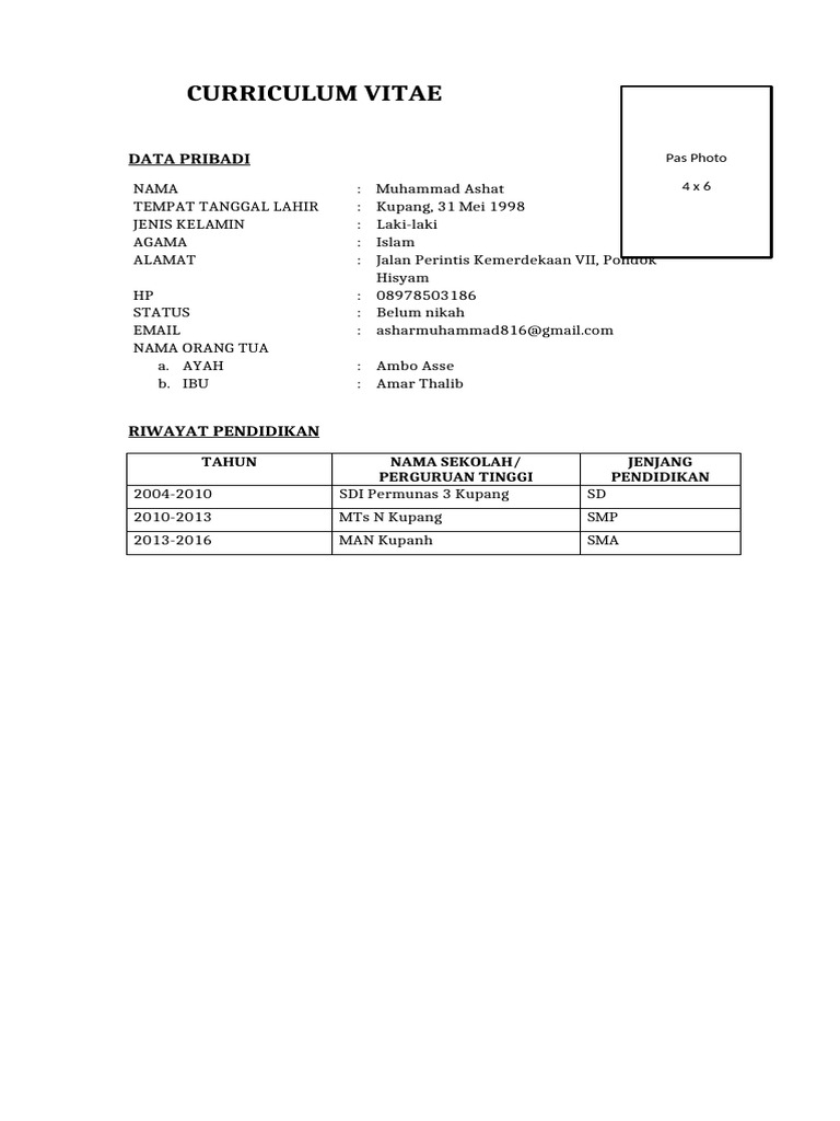 Contoh Format CV | PDF