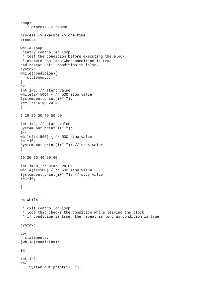 Java Loop Structures Explained | PDF