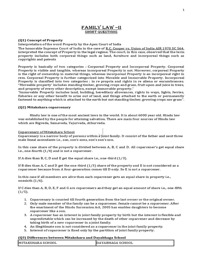 Family Law 2 Short Answers | PDF | Will And Testament | Inheritance