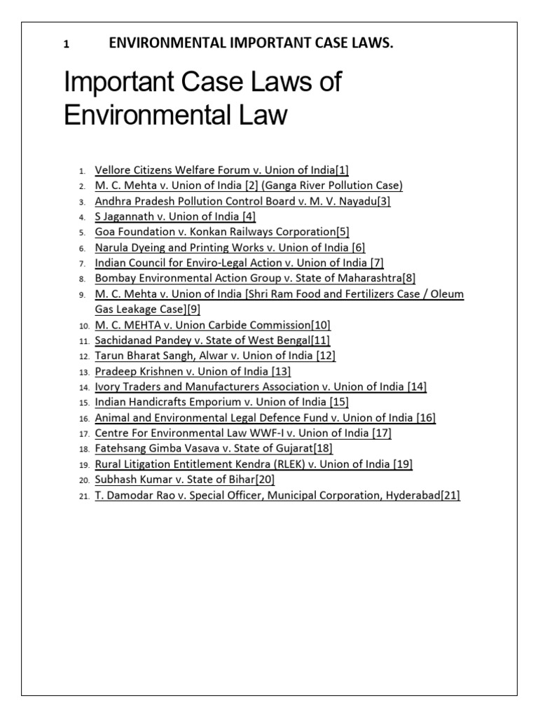Environmental Law Cases Laws. | PDF | Effluent