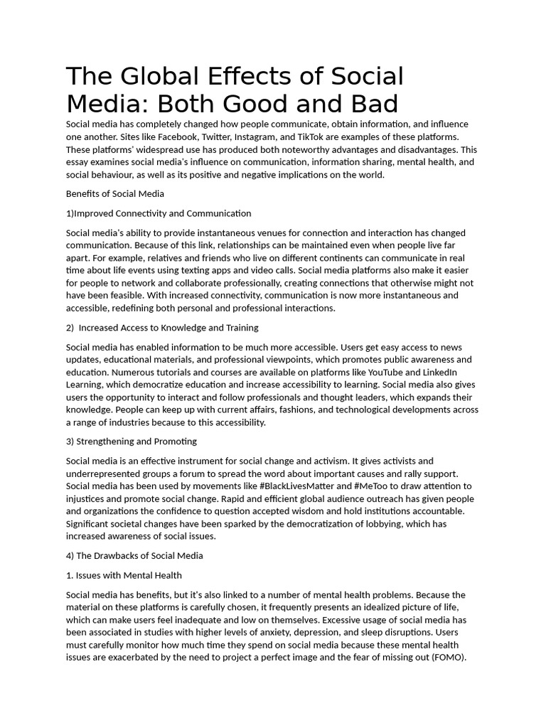 The Global Effects of Social Media | PDF | Social Media | Popular ...