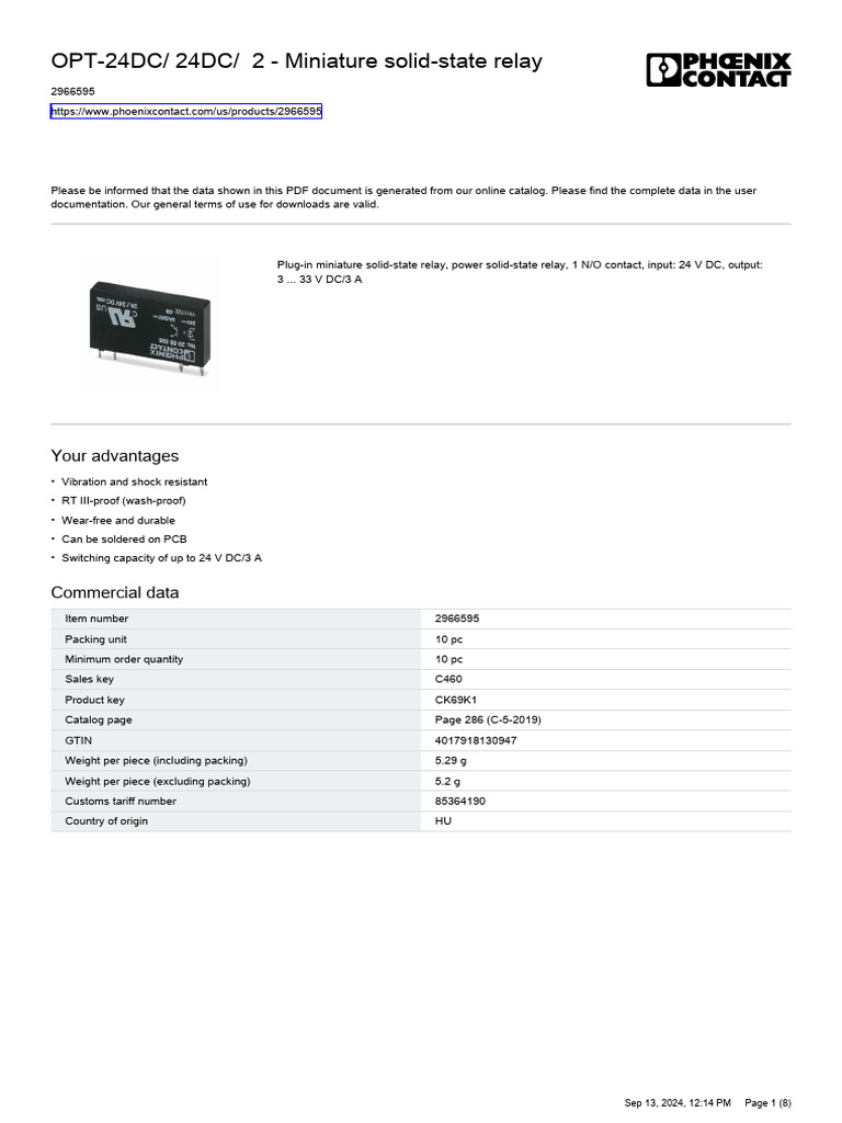 Phoenix Contact 2966595 en | PDF | Relay | Insulator (Electricity)