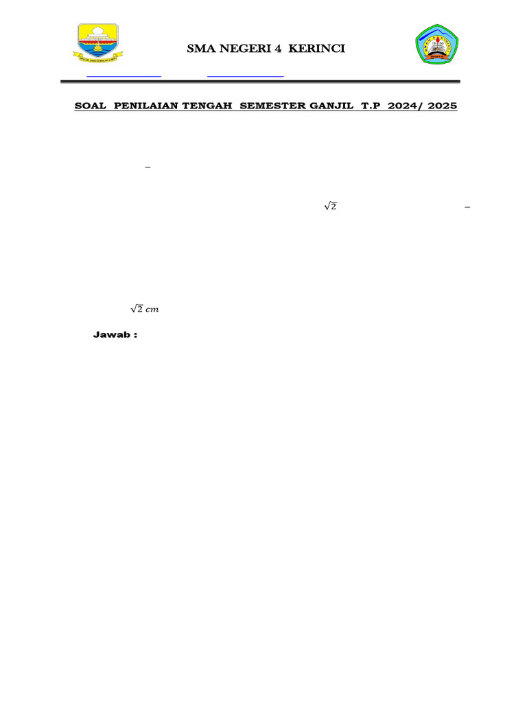 Soal PTS Ganjil KLS Xii 2024-2025 | PDF