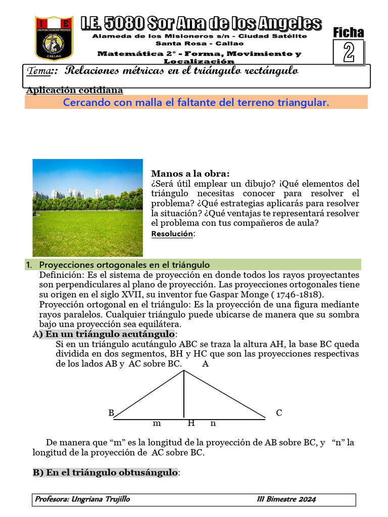 Comparto '04 Relaciones Métricas en El Triángulo Rectángulo- 4º Año-24' Con Usted | PDF ...
