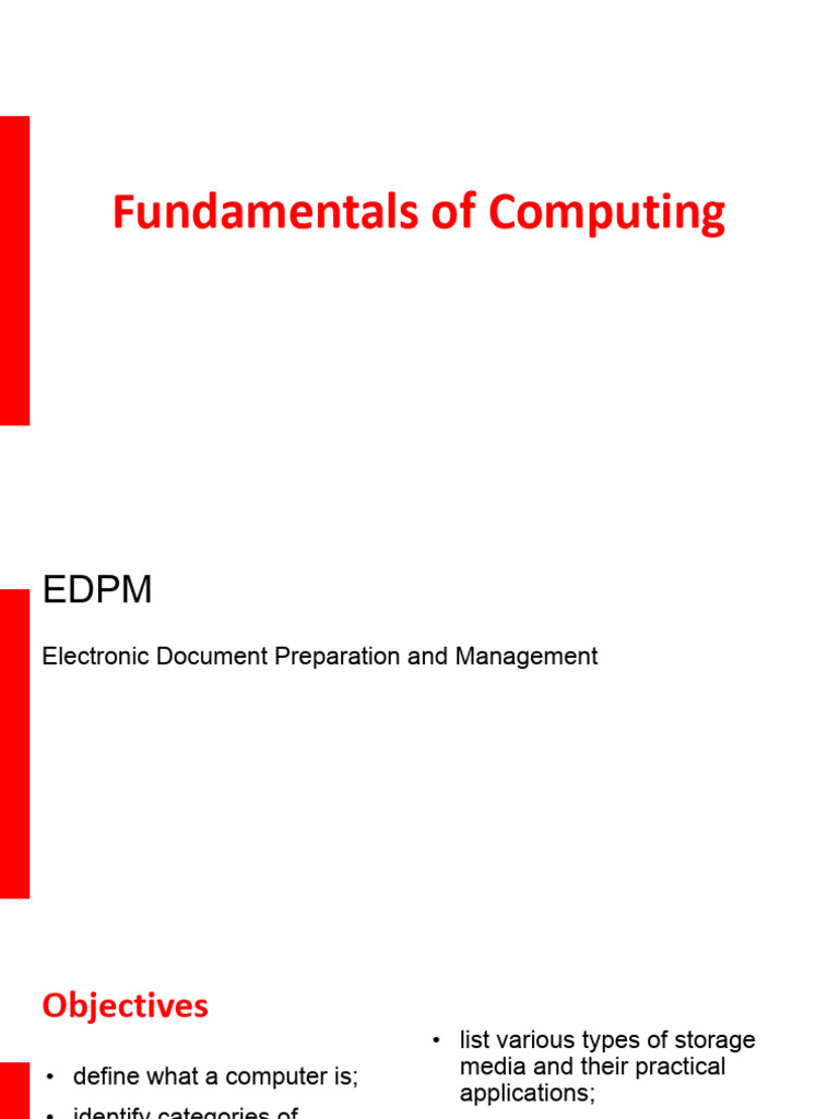 EDPM Fundamentals of Computing | PDF | Computer Hardware | Computer ...