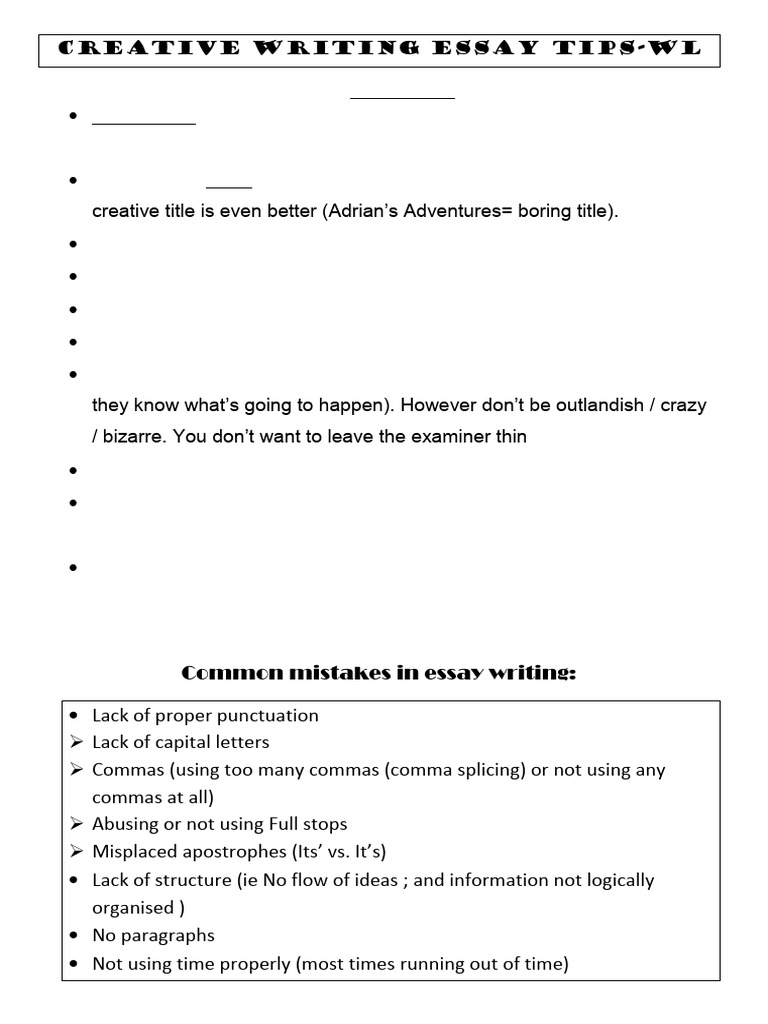 Creative Writing Essay Tips | PDF | Comma | Linguistics