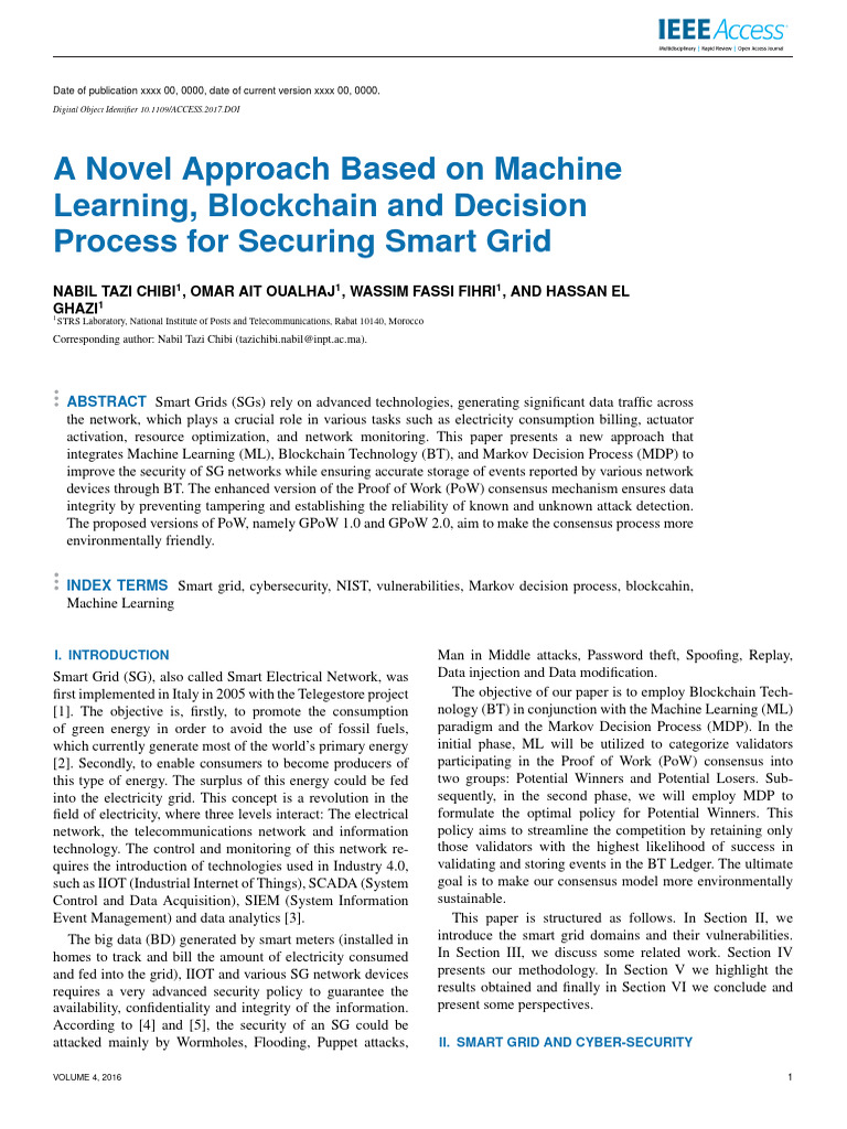 A Novel Approach Based On Machine Learning Blockchain and Decision Process For Securing Smart ...