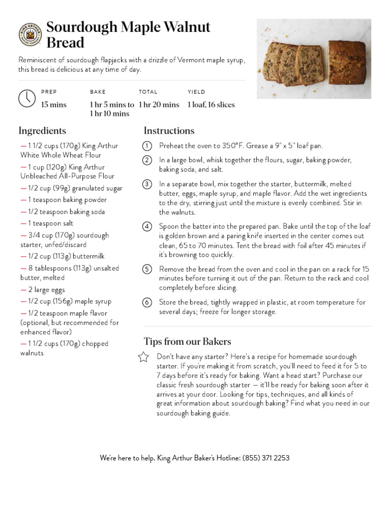 Sourdough Maple Walnut Bread Recipe - King Arthur Baking | PDF | Breads | Sourdough