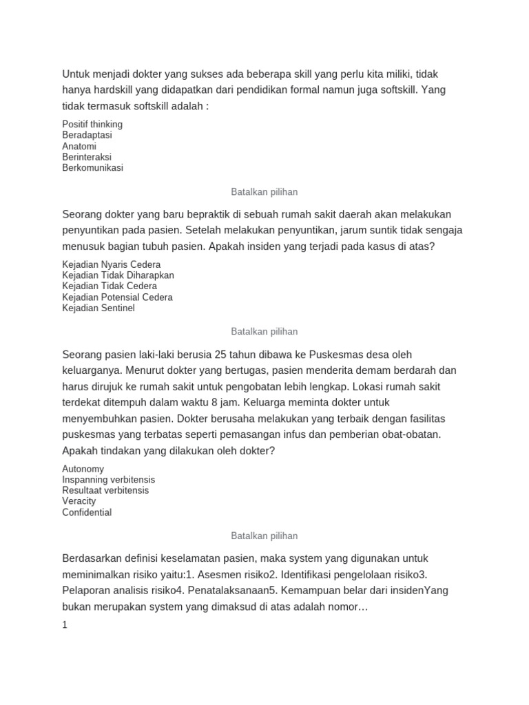 Soal MCQ Modul 1 Sesi 2 Semester 1 | PDF