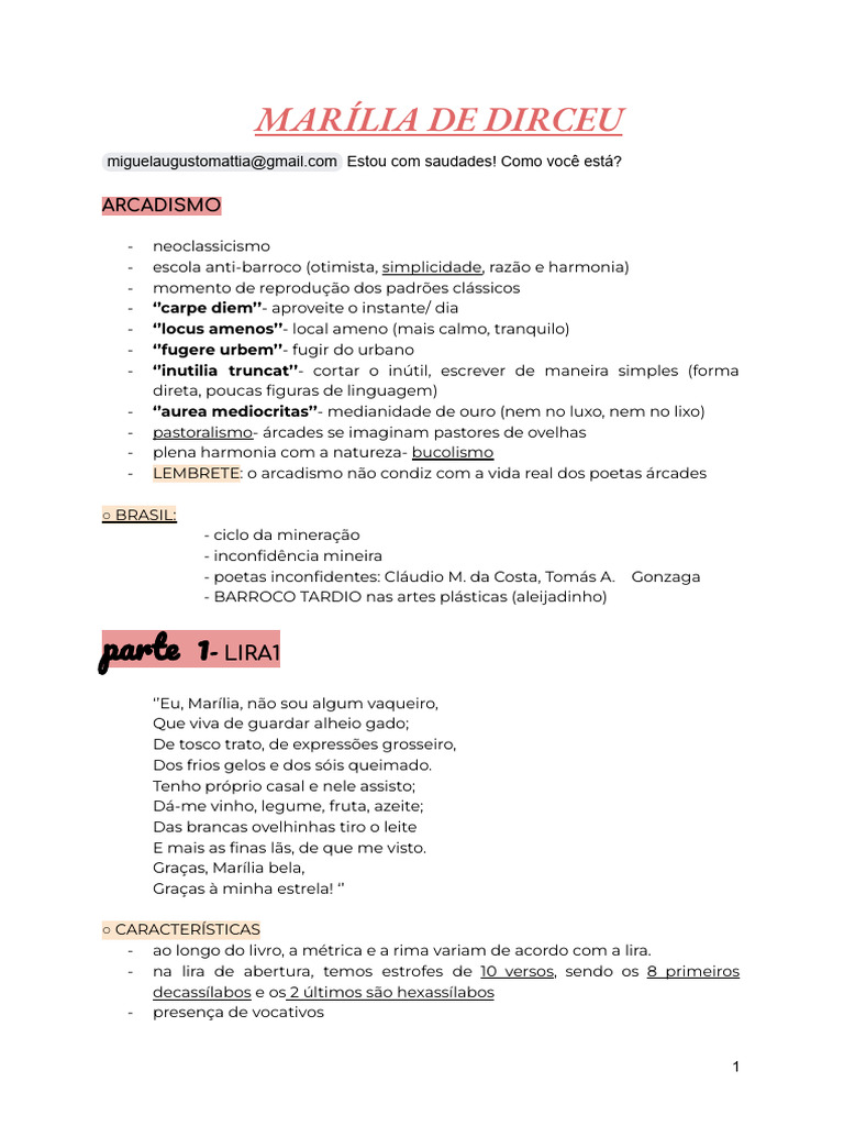 Arcadismo e Amor em Marília de Dirceu | PDF | Amor | Cupido