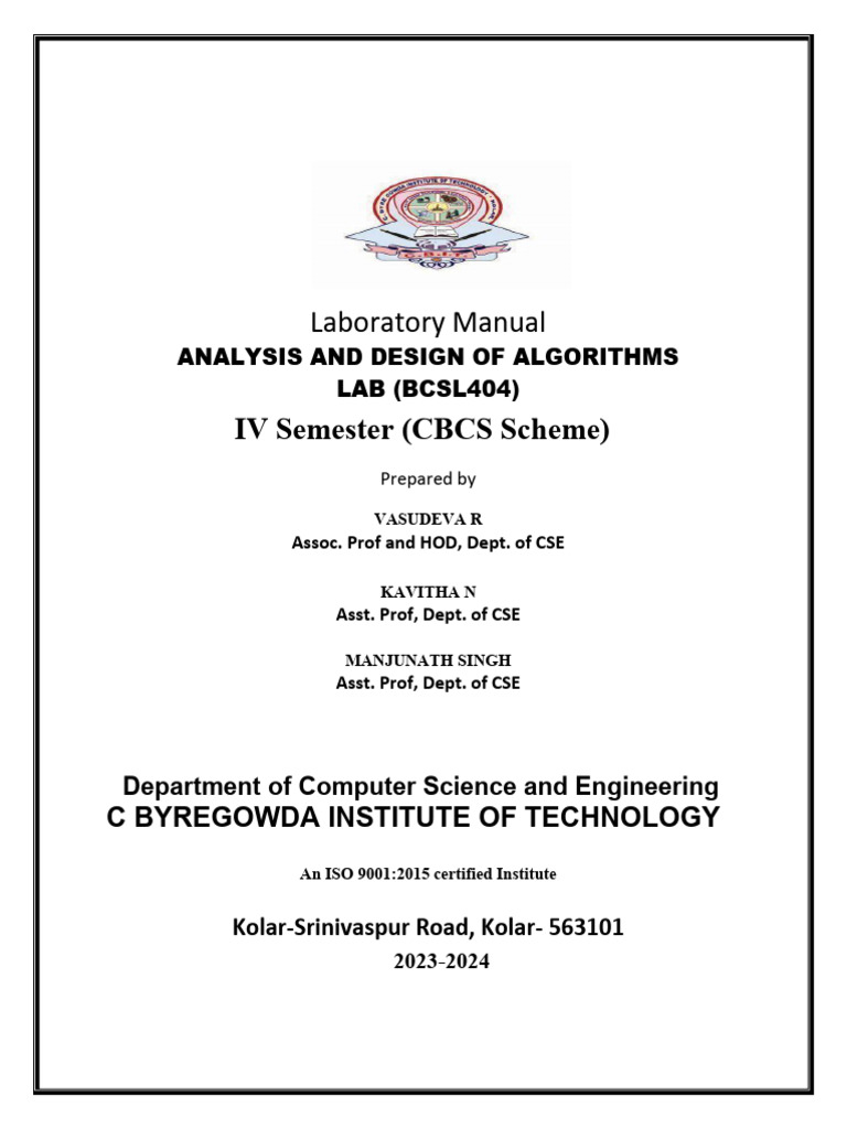 Ada Bcsl404 Lab Manual | PDF | Time Complexity | Applied Mathematics