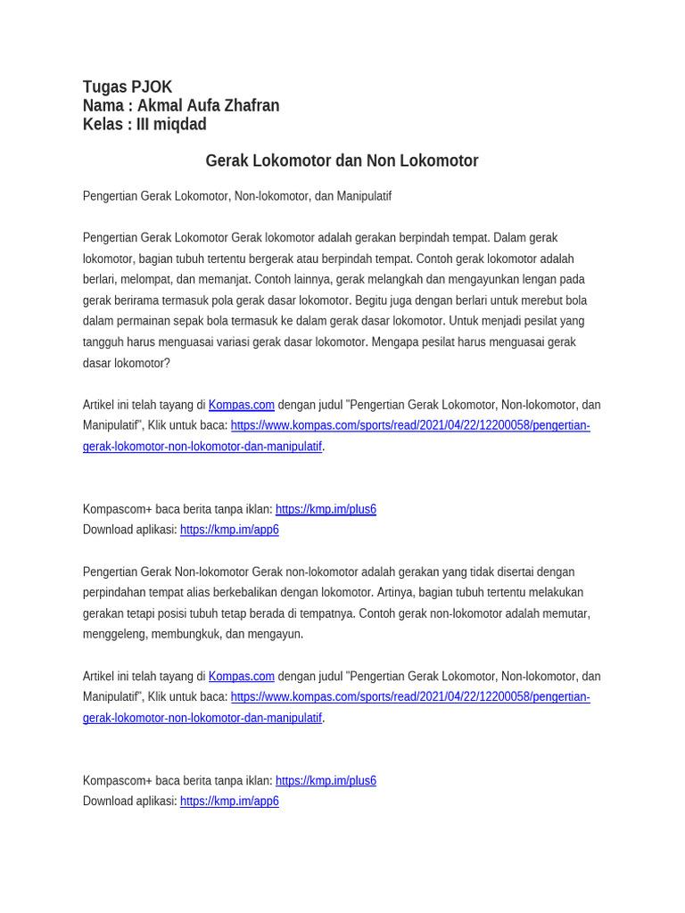 Gerak Lokomotor Akmal | PDF