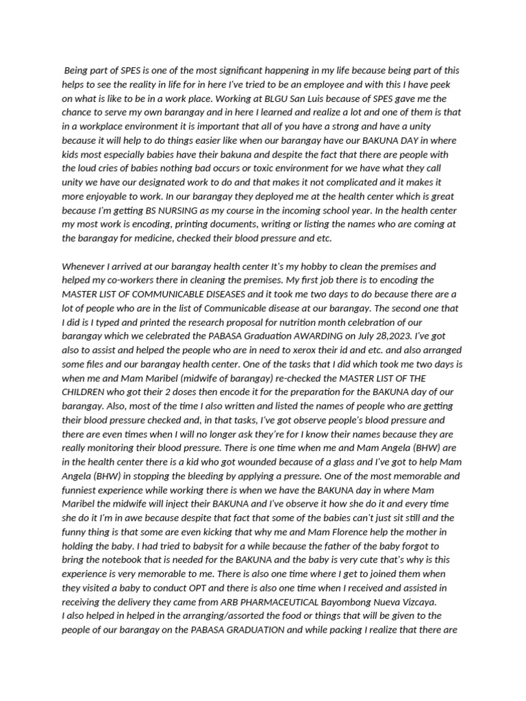 NARRATIVE ESSAY (SPES) | PDF