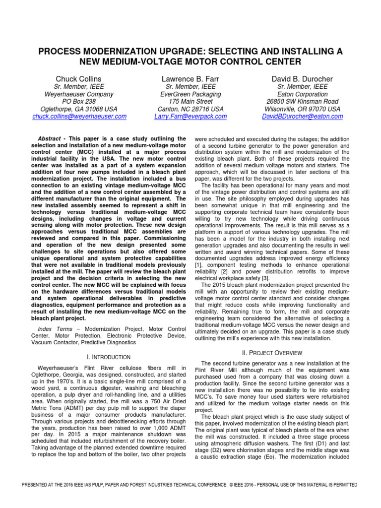 Selecting and Installing A New Medium Voltage Motor Control Center ...