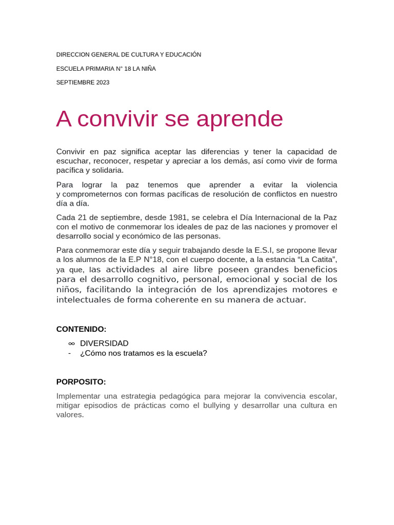A Convivir Se Aprende | PDF | Escuelas | Cognición