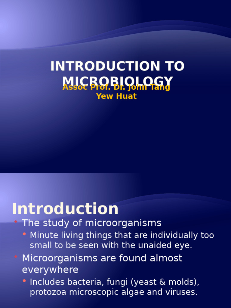1 Introduction to Microbiology | PDF | Microbiology | Microorganism