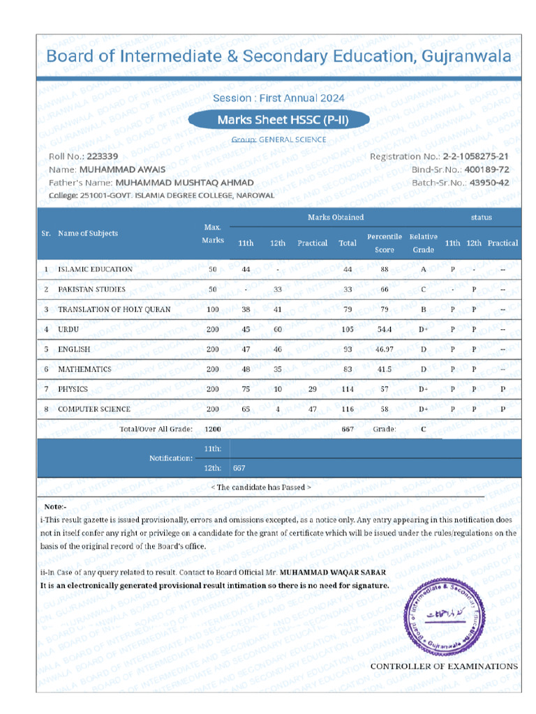 Resultcard | PDF