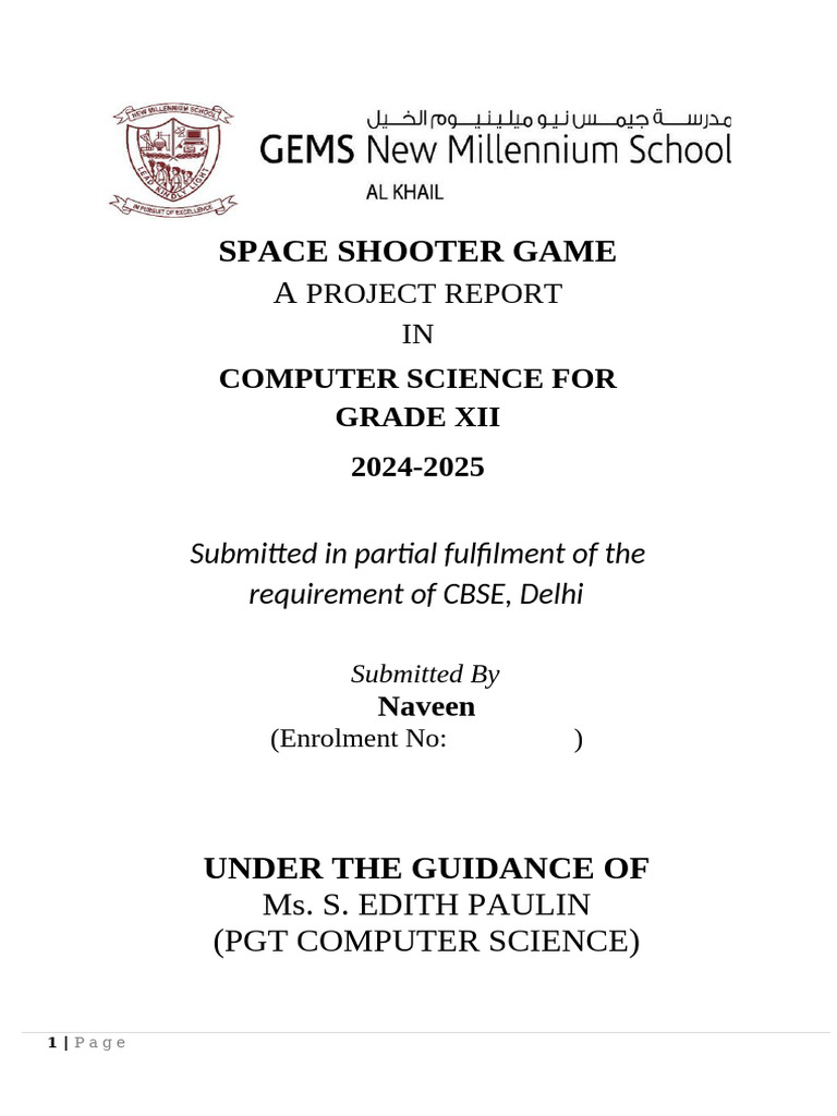 Cs Project Documentation Naveen Pdf Computer Programming Python