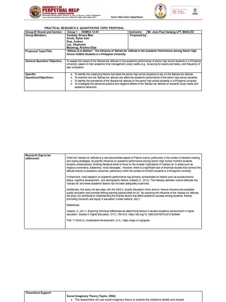 Final-Topic-Proposal-Group-1 | PDF | Attitude (Psychology) | Cognition