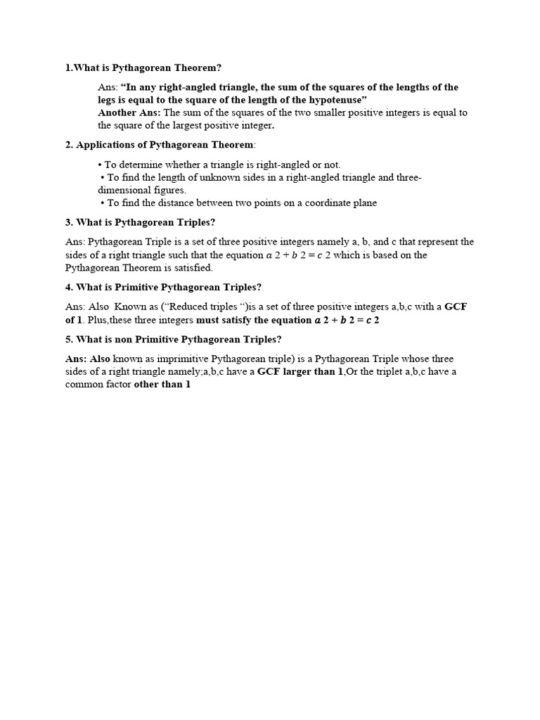 Pythagorean Theorem Basics | PDF